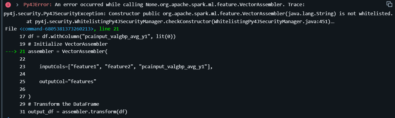 Unable to Use VectorAssembler in PySpark 3.5.0 Due... - Databricks Community - 106296